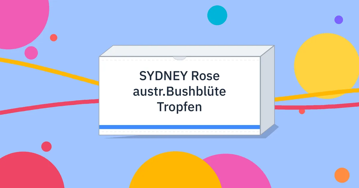 Symbolbild: Packung mit der Aufschrift SYDNEY Rose austr.Bushblüte Tropfen (PZN 06126920) – Verfügbarkeit und Bezug in Apotheken in Frankfurt am Main
