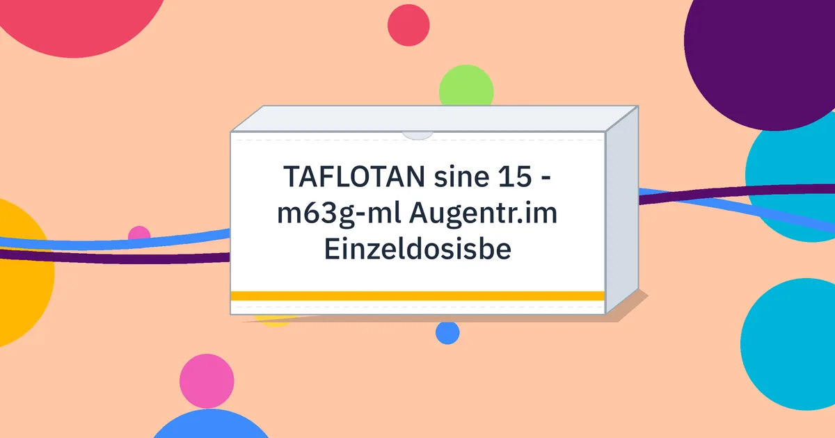 Symbolbild: Packung mit der Aufschrift TAFLOTAN sine 15 -m63g-ml Augentr.im Einzeldosisbe (PZN 12641081) – Verfügbarkeit und Bezug in Apotheken in Frankfurt am Main