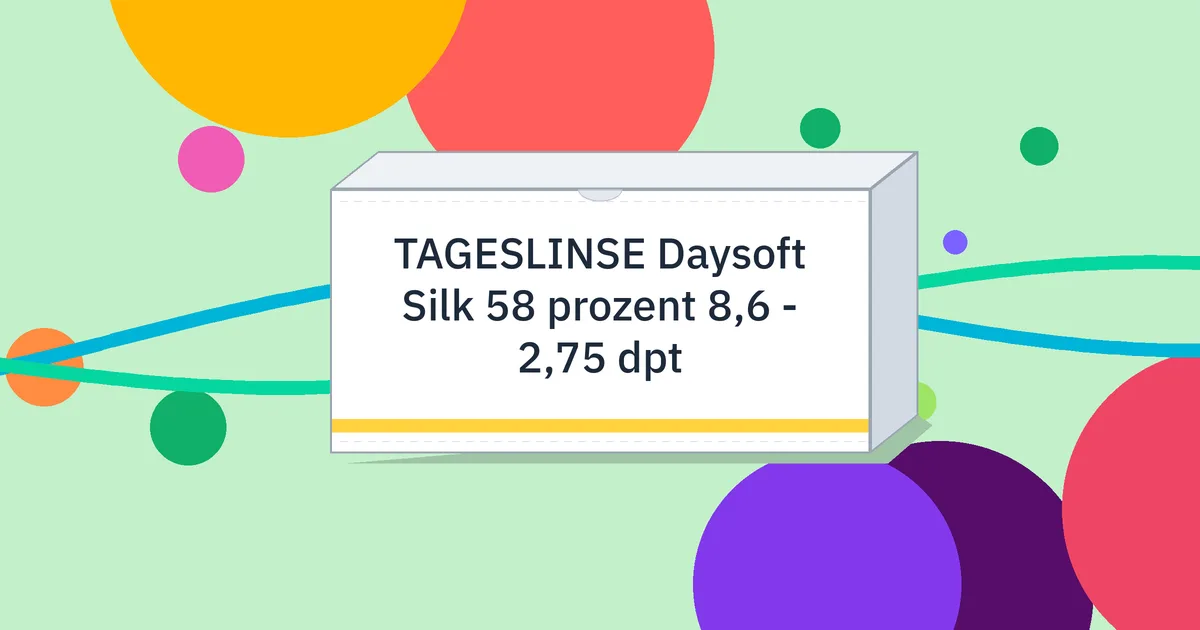 Symbolbild: Packung mit der Aufschrift TAGESLINSE Daysoft Silk 58 prozent 8,6 -2,75 dpt (PZN 00332191) – Verfügbarkeit und Bezug in Apotheken in Frankfurt am Main
