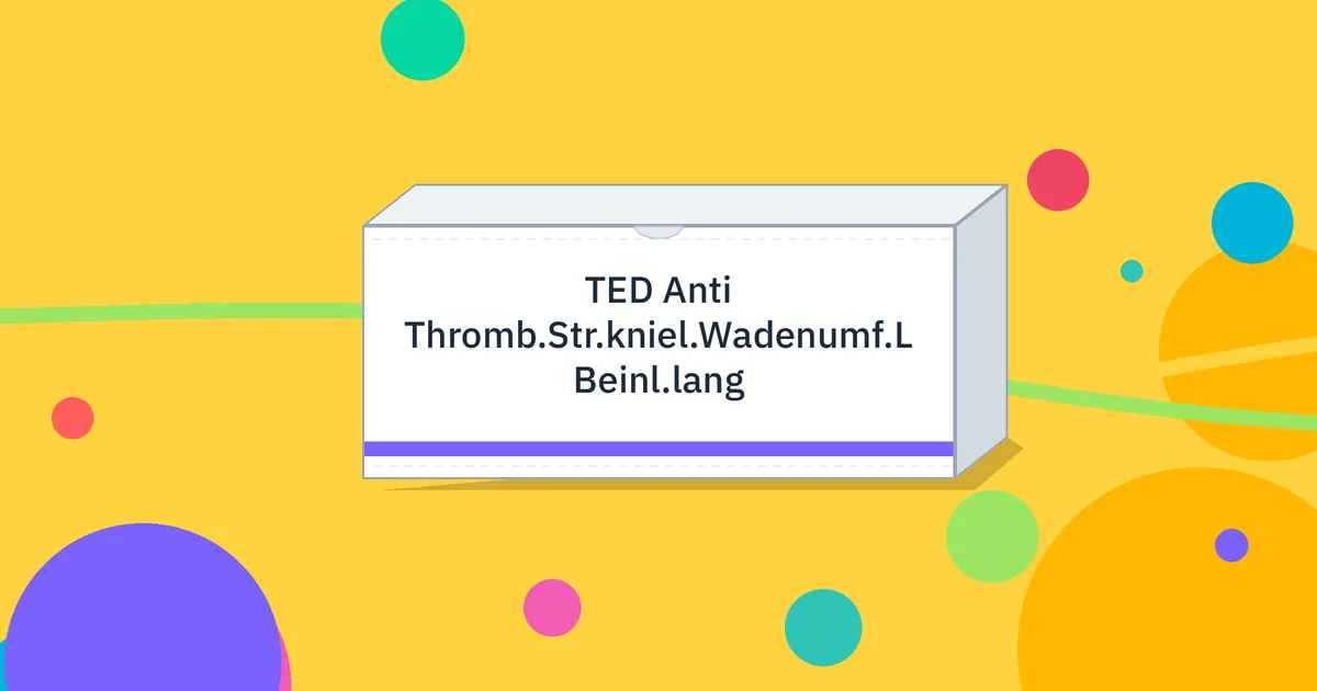 Symbolbild: Packung mit der Aufschrift TED Anti Thromb.Str.kniel.Wadenumf.L Beinl.lang (PZN 12378034) – Verfügbarkeit und Bezug in Apotheken in Frankfurt am Main