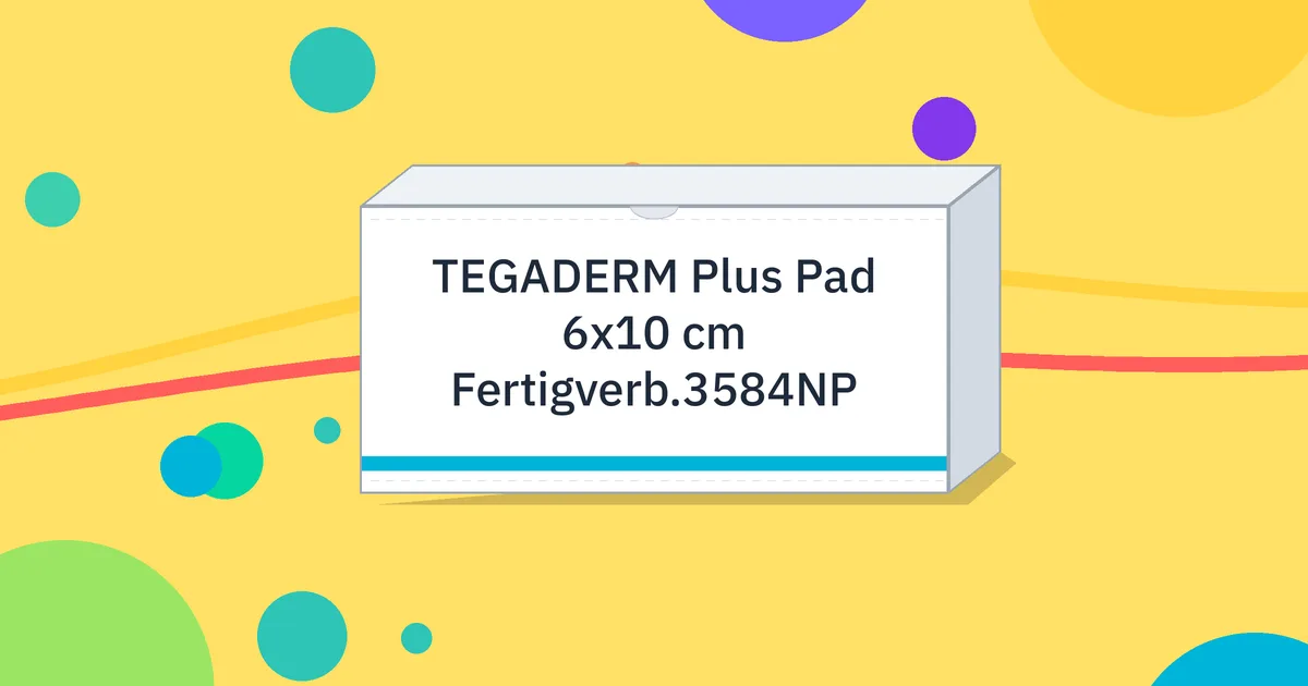 Symbolbild: Packung mit der Aufschrift TEGADERM Plus Pad 6x10 cm Fertigverb.3584NP (PZN 07194852) – Verfügbarkeit und Bezug in Apotheken in Frankfurt am Main