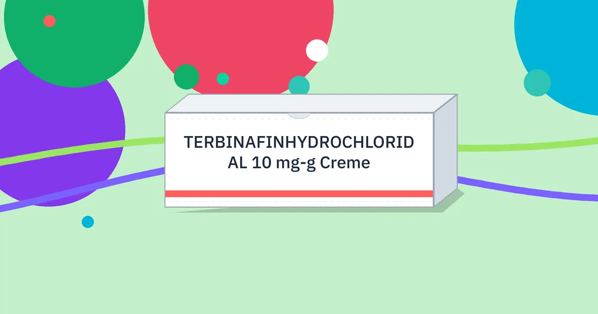 Symbolbild: Packung mit der Aufschrift TERBINAFINHYDROCHLORID AL 10 mg-g Creme (PZN 03563241) – Verfügbarkeit und Bezug in Apotheken in Frankfurt am Main