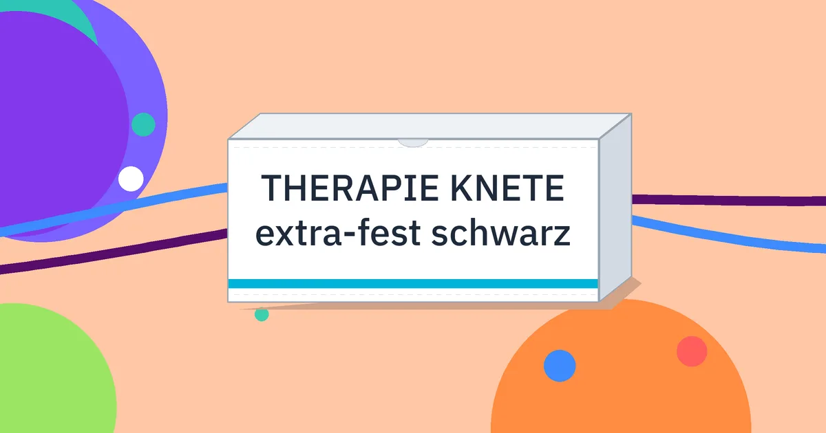 Symbolbild: Packung mit der Aufschrift THERAPIE KNETE extra-fest schwarz (PZN 16788214) – Verfügbarkeit und Bezug in Apotheken in Frankfurt am Main