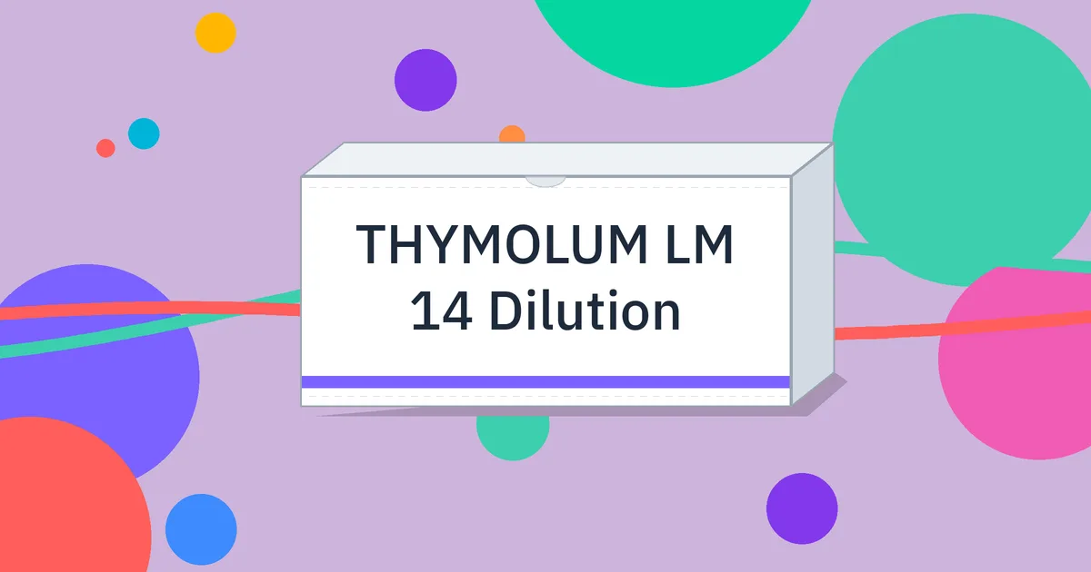 Symbolbild: Packung mit der Aufschrift THYMOLUM LM 14 Dilution (PZN 13222506) – Verfügbarkeit und Bezug in Apotheken in Frankfurt am Main