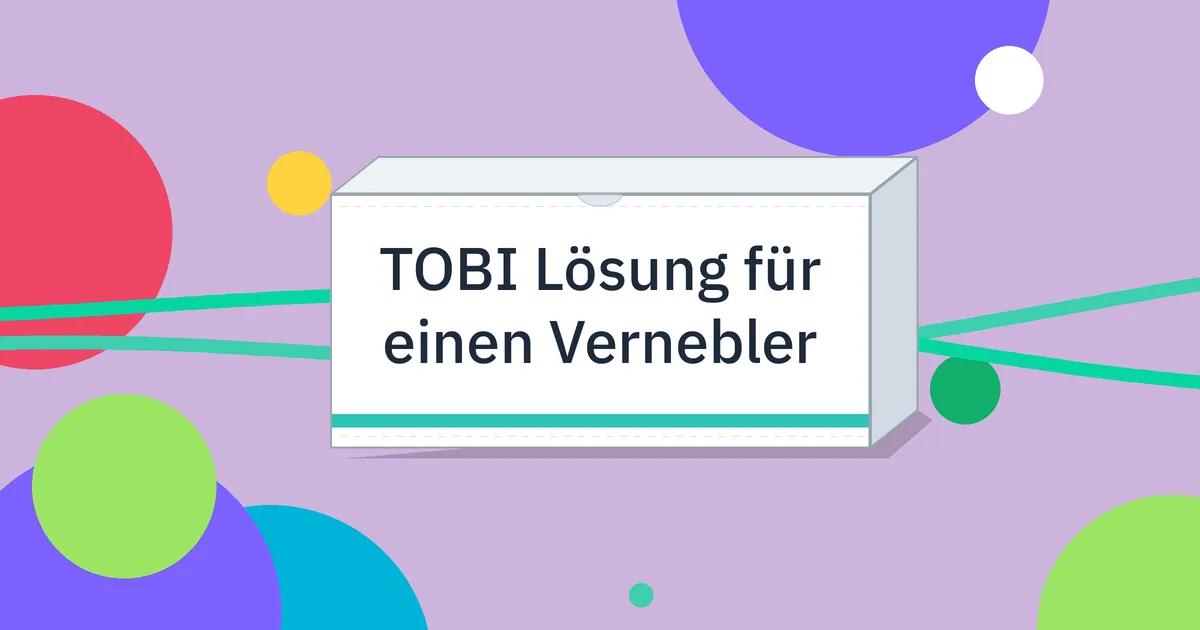 Symbolbild: Packung mit der Aufschrift TOBI Lösung für einen Vernebler (PZN 00859550) – Verfügbarkeit und Bezug in Apotheken in Frankfurt am Main