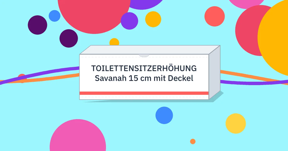 Symbolbild: Packung mit der Aufschrift TOILETTENSITZERHÖHUNG Savanah 15 cm mit Deckel (PZN 03800008) – Verfügbarkeit und Bezug in Apotheken in Frankfurt am Main