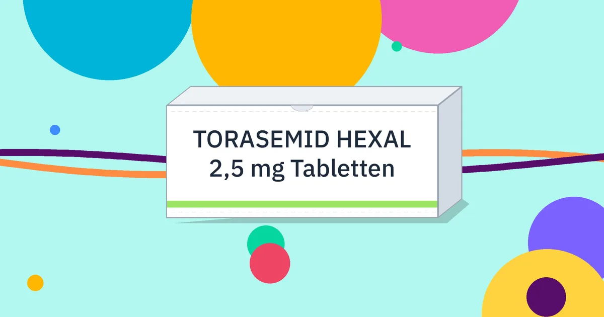 Symbolbild: Packung mit der Aufschrift TORASEMID HEXAL 2,5 mg Tabletten (PZN 04008576) – Verfügbarkeit und Bezug in Apotheken in Frankfurt am Main