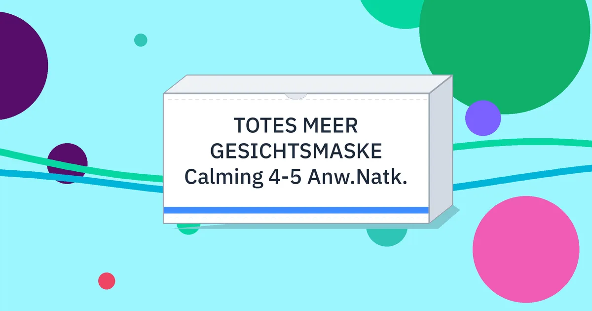 Symbolbild: Packung mit der Aufschrift TOTES MEER GESICHTSMASKE Calming 4-5 Anw.Natk. (PZN 17862616) – Verfügbarkeit und Bezug in Apotheken in Frankfurt am Main