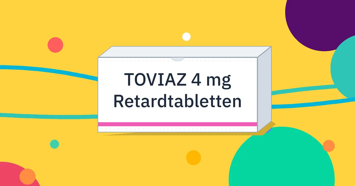 Symbolbild: Packung mit der Aufschrift TOVIAZ 4 mg Retardtabletten (PZN 00568640) – Verfügbarkeit und Bezug in Apotheken in Frankfurt am Main