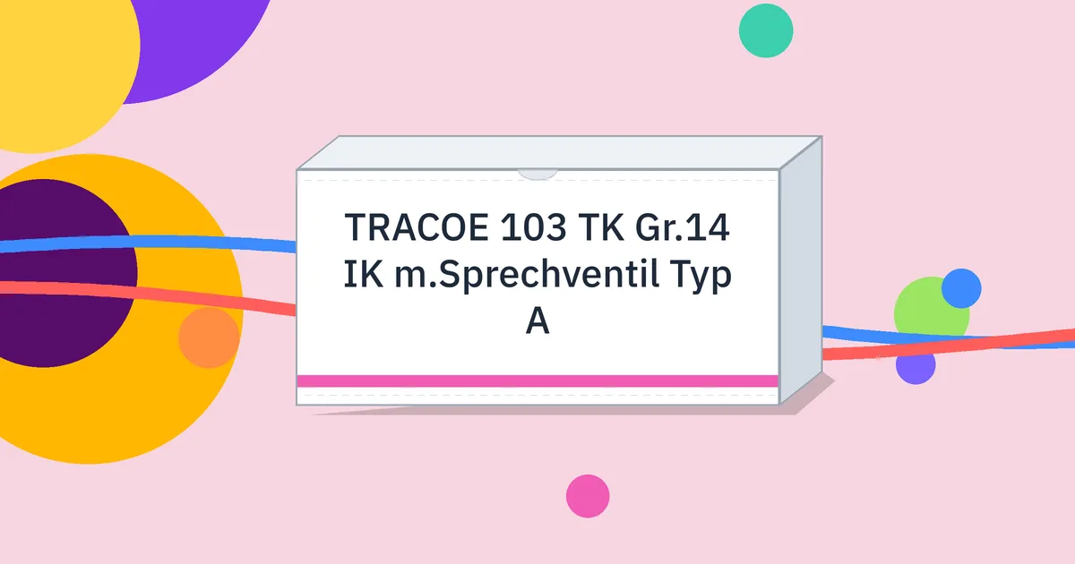 Symbolbild: Packung mit der Aufschrift TRACOE 103 TK Gr.14 IK m.Sprechventil Typ A (PZN 00911440) – Verfügbarkeit und Bezug in Apotheken in Frankfurt am Main