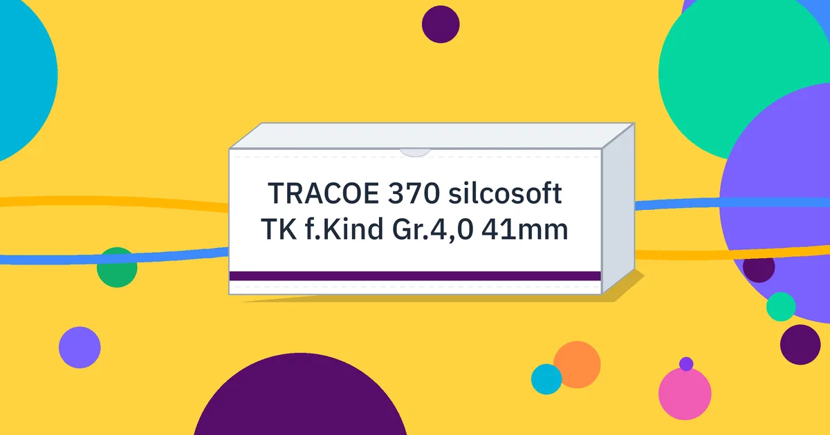 Symbolbild: Packung mit der Aufschrift TRACOE 370 silcosoft TK f.Kind Gr.4,0 41mm (PZN 14314363) – Verfügbarkeit und Bezug in Apotheken in Frankfurt am Main
