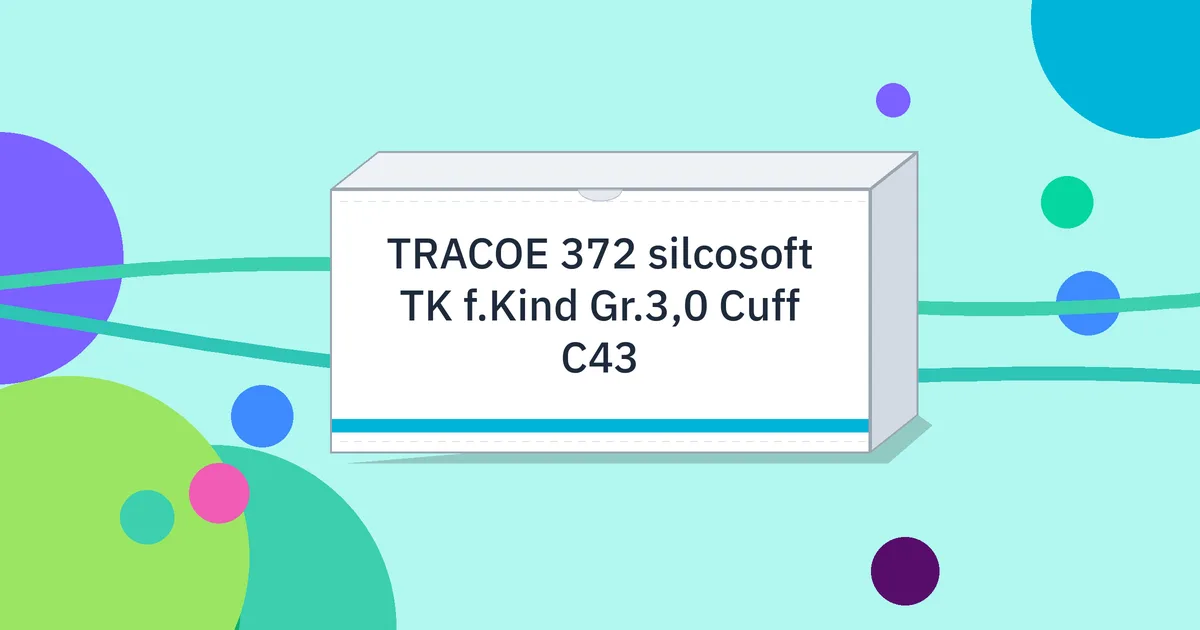 Symbolbild: Packung mit der Aufschrift TRACOE 372 silcosoft TK f.Kind Gr.3,0 Cuff C43 (PZN 14316020) – Verfügbarkeit und Bezug in Apotheken in Frankfurt am Main