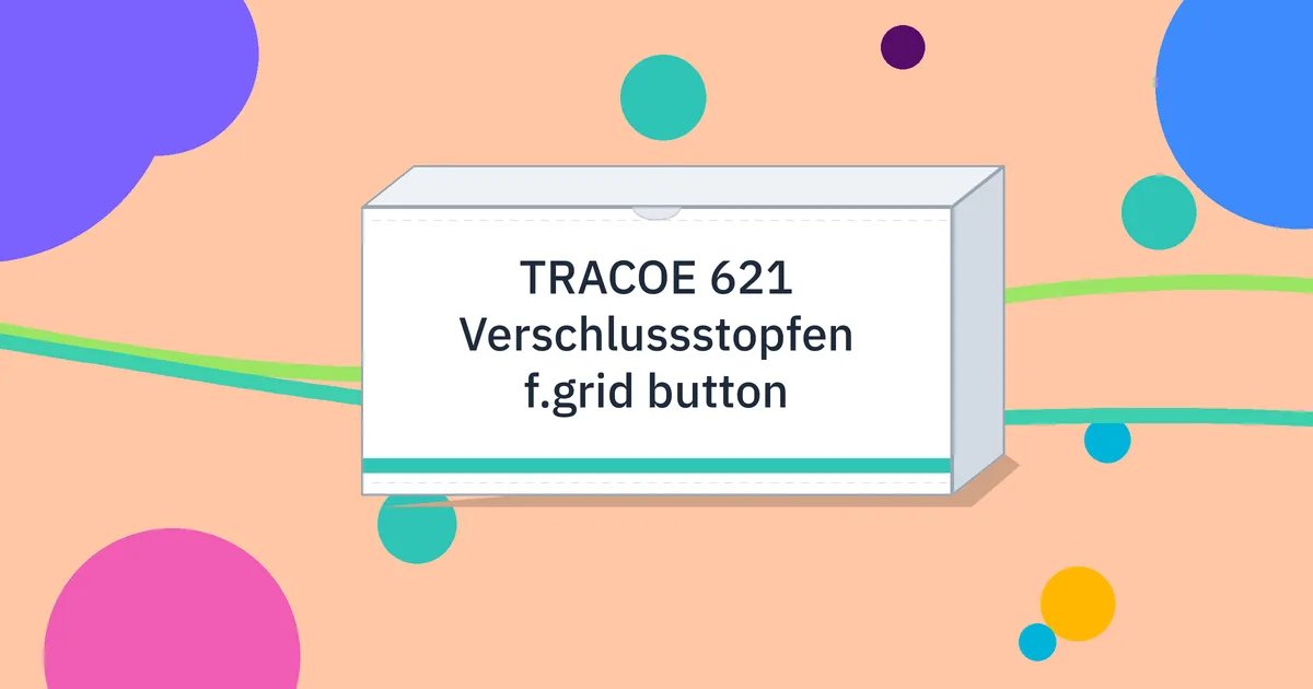 Symbolbild: Packung mit der Aufschrift TRACOE 621 Verschlussstopfen f.grid button (PZN 02718919) – Verfügbarkeit und Bezug in Apotheken in Frankfurt am Main