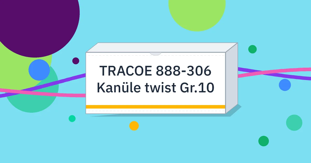 Symbolbild: Packung mit der Aufschrift TRACOE 888-306 Kanüle twist Gr.10 (PZN 09944139) – Verfügbarkeit und Bezug in Apotheken in Frankfurt am Main