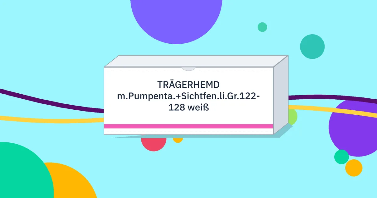 Symbolbild: Packung mit der Aufschrift TRÄGERHEMD m.Pumpenta.+Sichtfen.li.Gr.122-128 weiß (PZN 20375156) – Verfügbarkeit und Bezug in Apotheken in Frankfurt am Main