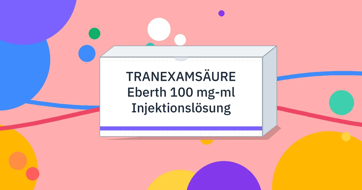 Symbolbild: Packung mit der Aufschrift TRANEXAMSÄURE Eberth 100 mg-ml Injektionslösung (PZN 12489911) – Verfügbarkeit und Bezug in Apotheken in Frankfurt am Main