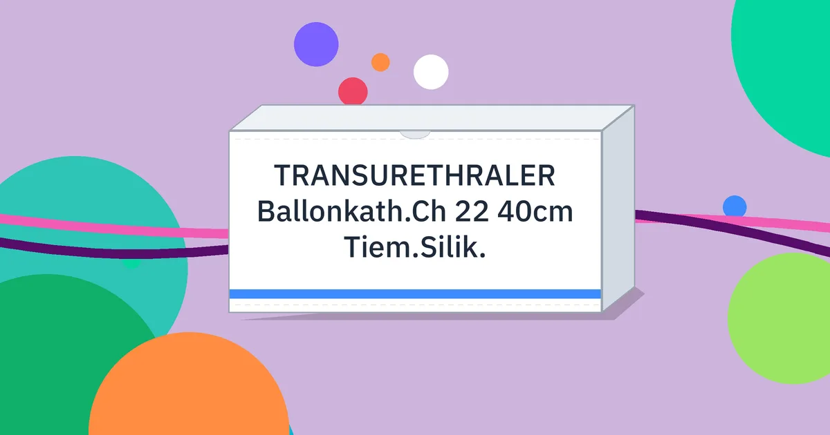 Symbolbild: Packung mit der Aufschrift TRANSURETHRALER Ballonkath.Ch 22 40cm Tiem.Silik. (PZN 01150687) – Verfügbarkeit und Bezug in Apotheken in Frankfurt am Main