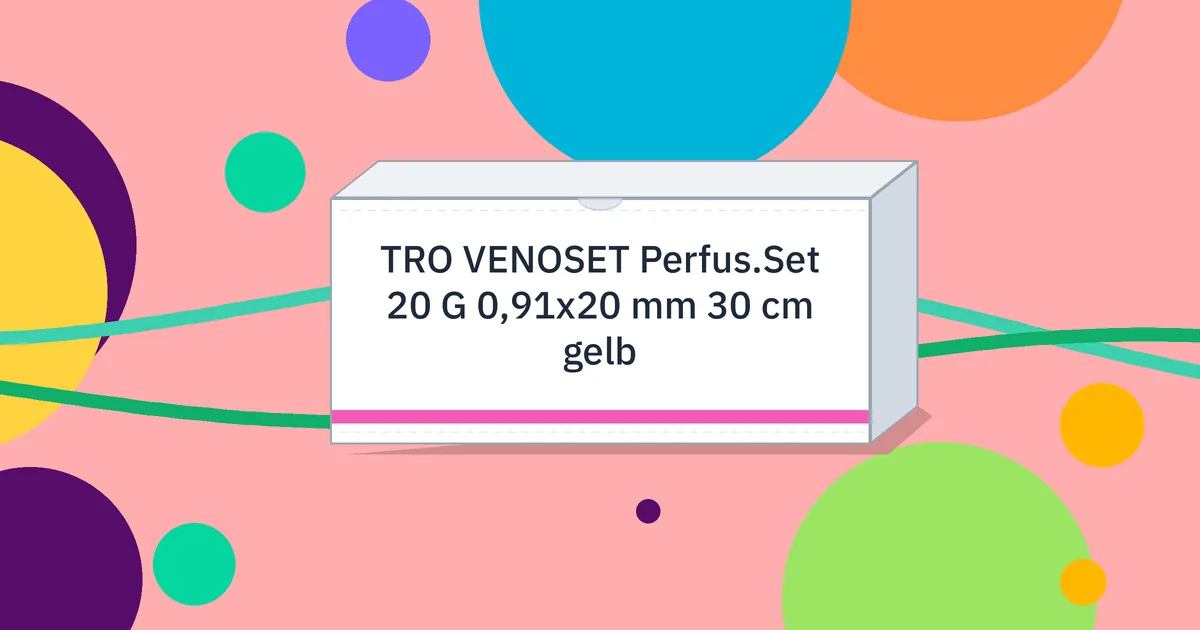 Symbolbild: Packung mit der Aufschrift TRO VENOSET Perfus.Set 20 G 0,91x20 mm 30 cm gelb (PZN 12366114) – Verfügbarkeit und Bezug in Apotheken in Frankfurt am Main