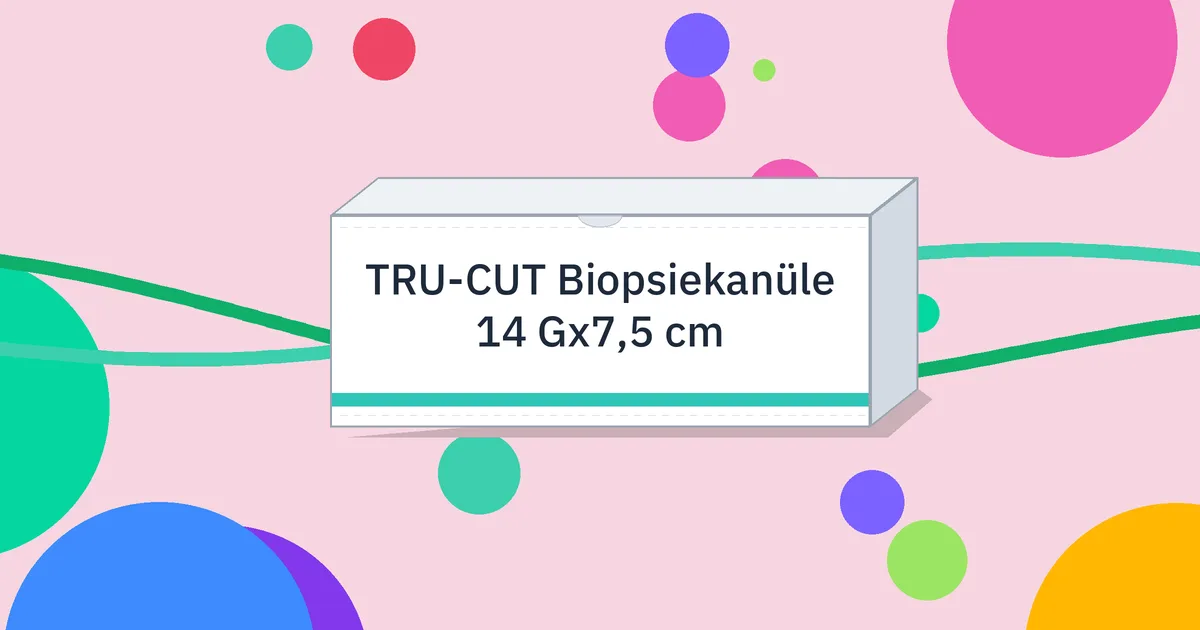 Symbolbild: Packung mit der Aufschrift TRU-CUT Biopsiekanüle 14 Gx7,5 cm (PZN 00285043) – Verfügbarkeit und Bezug in Apotheken in Frankfurt am Main