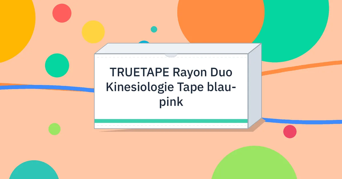 Symbolbild: Packung mit der Aufschrift TRUETAPE Rayon Duo Kinesiologie Tape blau-pink (PZN 20020097) – Verfügbarkeit und Bezug in Apotheken in Frankfurt am Main
