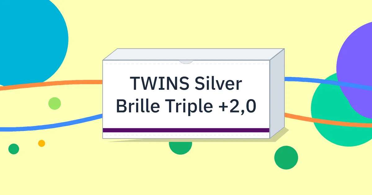 Symbolbild: Packung mit der Aufschrift TWINS Silver Brille Triple +2,0 (PZN 14032877) – Verfügbarkeit und Bezug in Apotheken in Frankfurt am Main