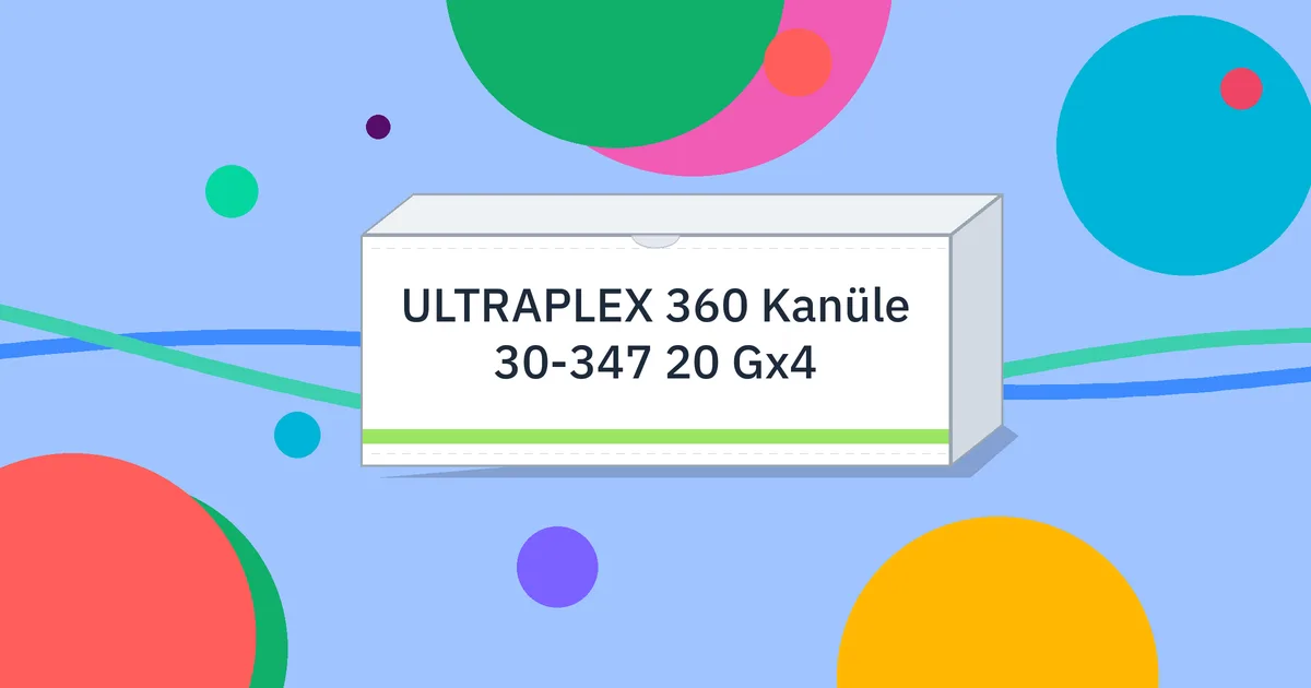 Symbolbild: Packung mit der Aufschrift ULTRAPLEX 360 Kanüle 30-347 20 Gx4 (PZN 11540596) – Verfügbarkeit und Bezug in Apotheken in Frankfurt am Main