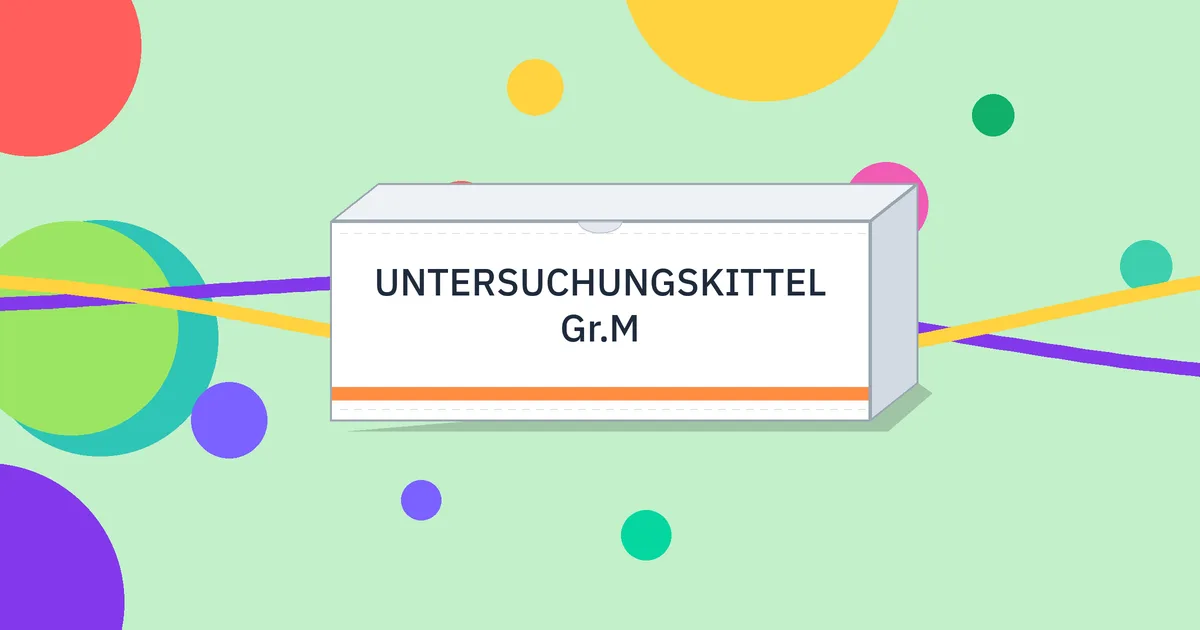 Symbolbild: Packung mit der Aufschrift UNTERSUCHUNGSKITTEL Gr.M (PZN 14374187) – Verfügbarkeit und Bezug in Apotheken in Frankfurt am Main