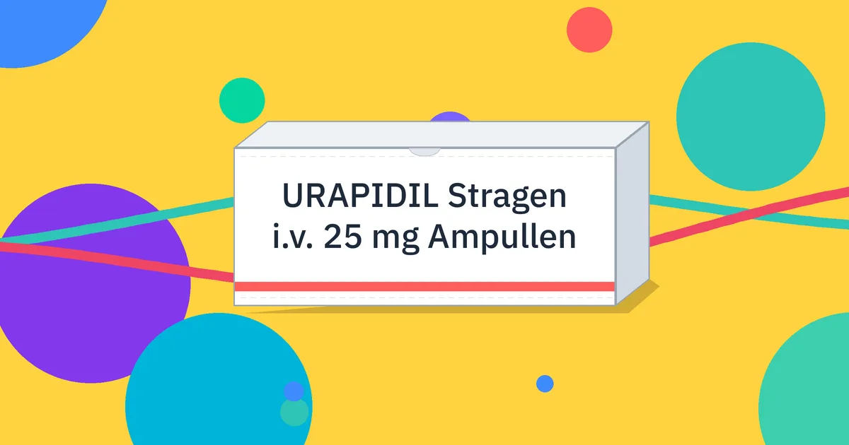 Symbolbild: Packung mit der Aufschrift URAPIDIL Stragen i.v. 25 mg Ampullen (PZN 09615743) – Verfügbarkeit und Bezug in Apotheken in Frankfurt am Main
