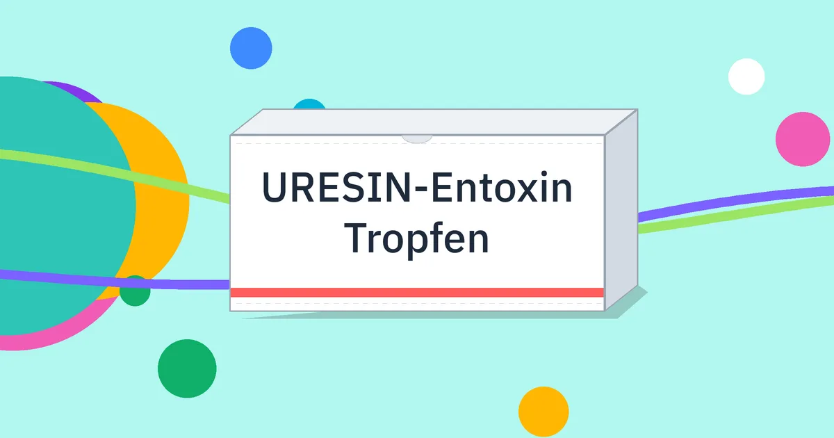 Symbolbild: Packung mit der Aufschrift URESIN-Entoxin Tropfen (PZN 05701204) – Verfügbarkeit und Bezug in Apotheken in Frankfurt am Main