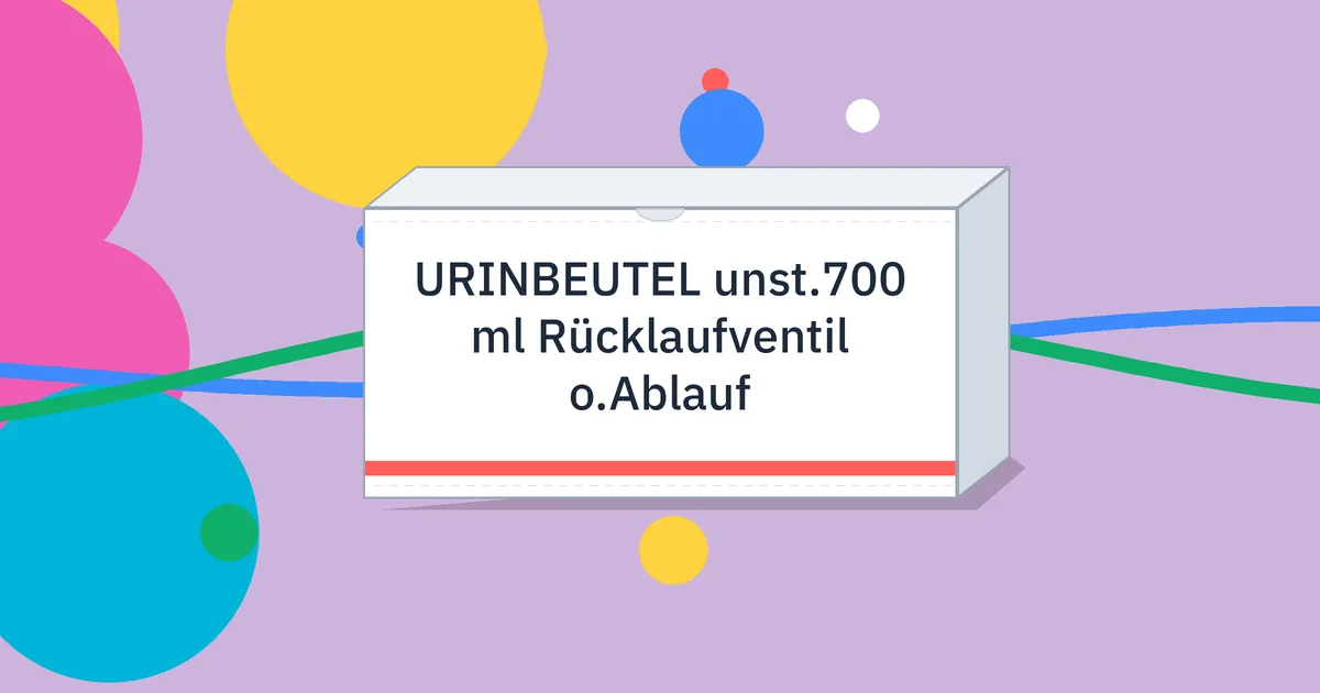 Symbolbild: Packung mit der Aufschrift URINBEUTEL unst.700 ml Rücklaufventil o.Ablauf (PZN 02920443) – Verfügbarkeit und Bezug in Apotheken in Frankfurt am Main