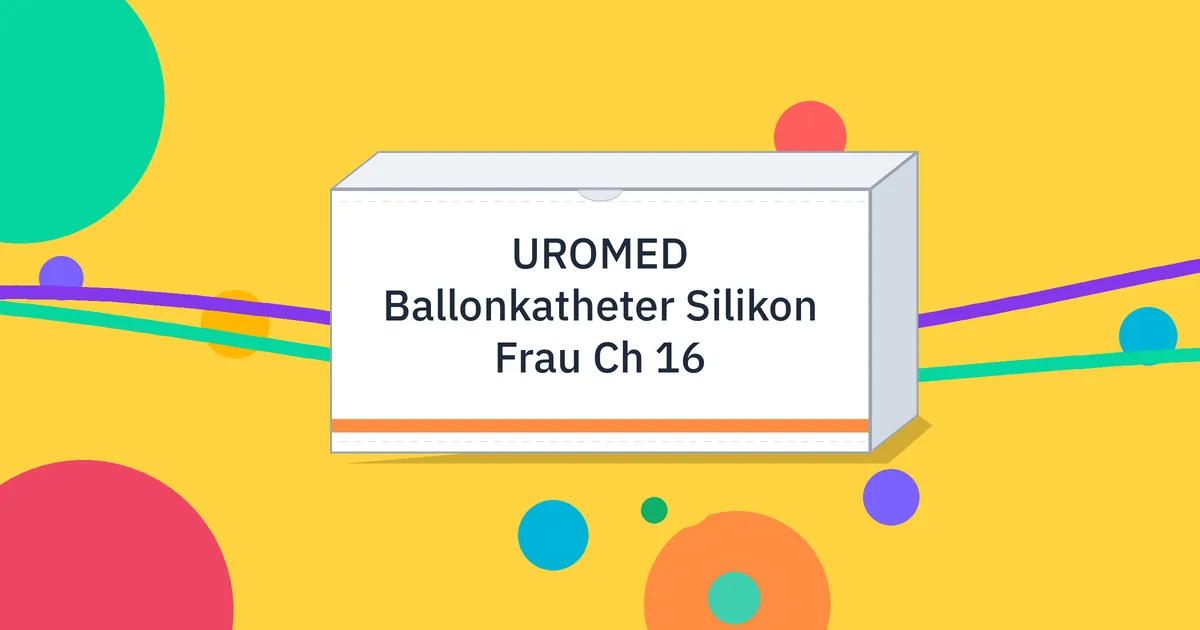 Symbolbild: Packung mit der Aufschrift UROMED Ballonkatheter Silikon Frau Ch 16 (PZN 09926868) – Verfügbarkeit und Bezug in Apotheken in Frankfurt am Main