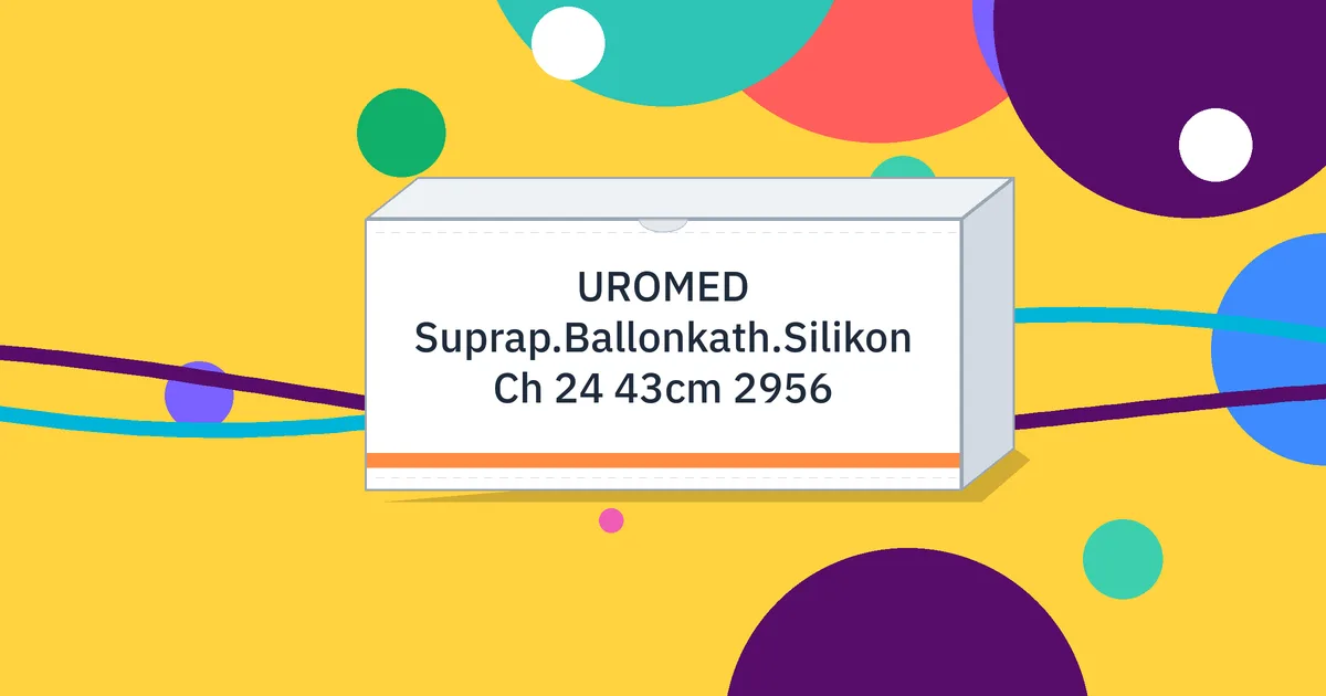 Symbolbild: Packung mit der Aufschrift UROMED Suprap.Ballonkath.Silikon Ch 24 43cm 2956 (PZN 02784394) – Verfügbarkeit und Bezug in Apotheken in Frankfurt am Main