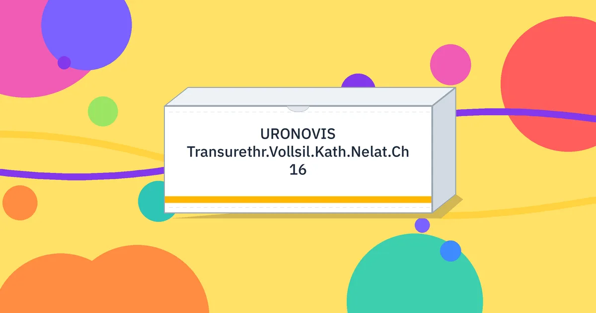 Symbolbild: Packung mit der Aufschrift URONOVIS Transurethr.Vollsil.Kath.Nelat.Ch 16 (PZN 02349793) – Verfügbarkeit und Bezug in Apotheken in Frankfurt am Main