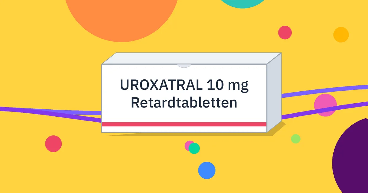 Symbolbild: Packung mit der Aufschrift UROXATRAL 10 mg Retardtabletten (PZN 04975684) – Verfügbarkeit und Bezug in Apotheken in Frankfurt am Main
