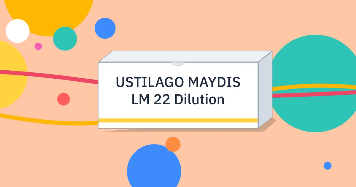 Symbolbild: Packung mit der Aufschrift USTILAGO MAYDIS LM 22 Dilution (PZN 13258220) – Verfügbarkeit und Bezug in Apotheken in Frankfurt am Main