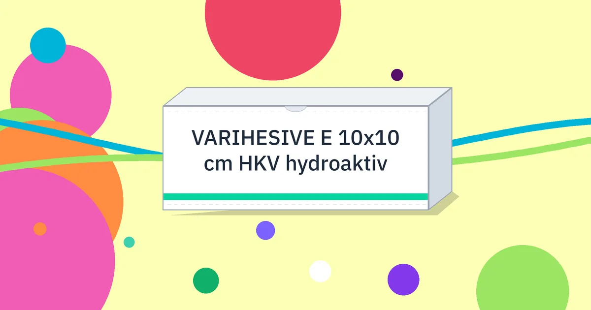 Symbolbild: Packung mit der Aufschrift VARIHESIVE E 10x10 cm HKV hydroaktiv (PZN 12596280) – Verfügbarkeit und Bezug in Apotheken in Frankfurt am Main