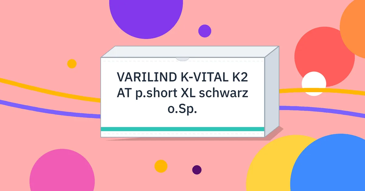 Symbolbild: Packung mit der Aufschrift VARILIND K-VITAL K2 AT p.short XL schwarz o.Sp. (PZN 20562208) – Verfügbarkeit und Bezug in Apotheken in Frankfurt am Main