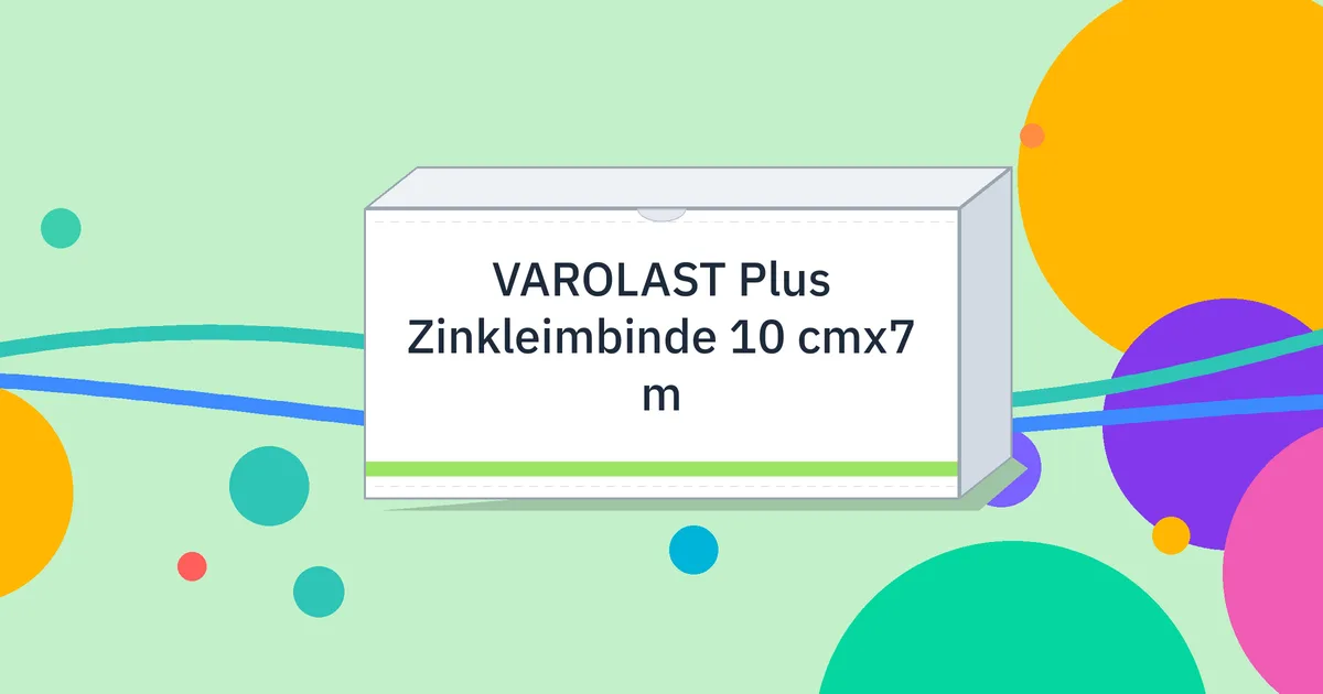 Symbolbild: Packung mit der Aufschrift VAROLAST Plus Zinkleimbinde 10 cmx7 m (PZN 16236414) – Verfügbarkeit und Bezug in Apotheken in Frankfurt am Main
