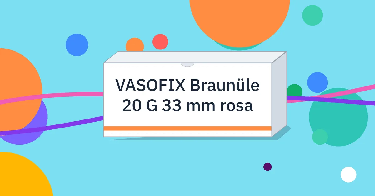 Symbolbild: Packung mit der Aufschrift VASOFIX Braunüle 20 G 33 mm rosa (PZN 04480907) – Verfügbarkeit und Bezug in Apotheken in Frankfurt am Main