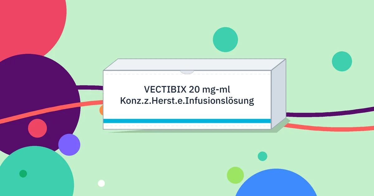 Symbolbild: Packung mit der Aufschrift VECTIBIX 20 mg-ml Konz.z.Herst.e.Infusionslösung (PZN 18878306) – Verfügbarkeit und Bezug in Apotheken in Frankfurt am Main