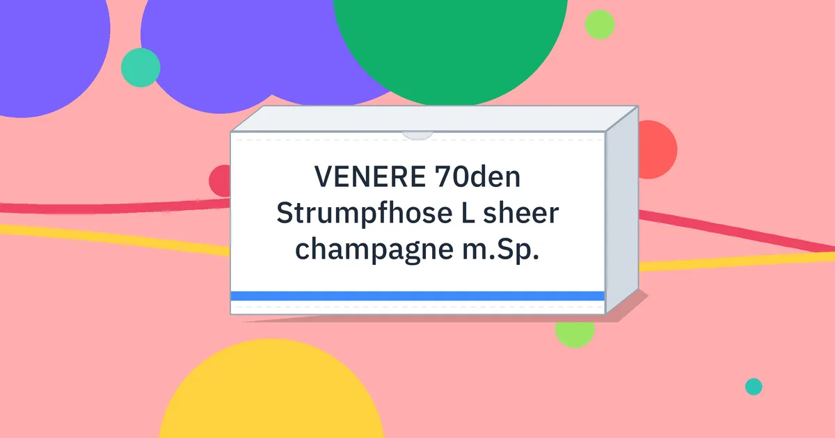 Symbolbild: Packung mit der Aufschrift VENERE 70den Strumpfhose L sheer champagne m.Sp. (PZN 16173205) – Verfügbarkeit und Bezug in Apotheken in Frankfurt am Main
