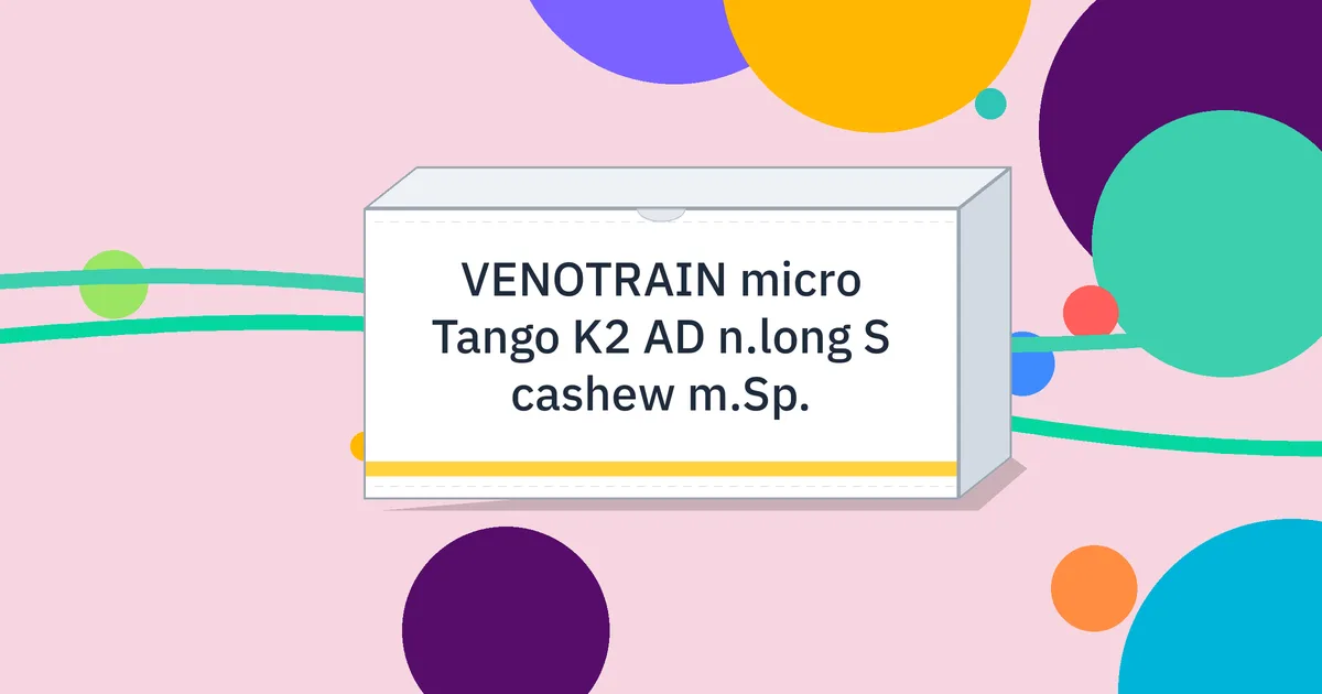 Symbolbild: Packung mit der Aufschrift VENOTRAIN micro Tango K2 AD n.long S cashew m.Sp. (PZN 20765710) – Verfügbarkeit und Bezug in Apotheken in Frankfurt am Main