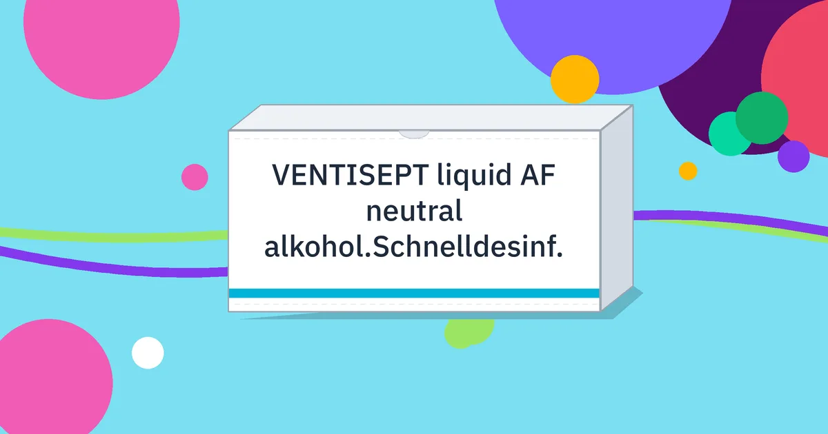 Symbolbild: Packung mit der Aufschrift VENTISEPT liquid AF neutral alkohol.Schnelldesinf. (PZN 06920693) – Verfügbarkeit und Bezug in Apotheken in Frankfurt am Main