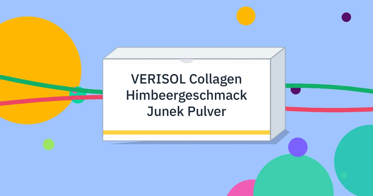 Symbolbild: Packung mit der Aufschrift VERISOL Collagen Himbeergeschmack Junek Pulver (PZN 20777771) – Verfügbarkeit und Bezug in Apotheken in Frankfurt am Main