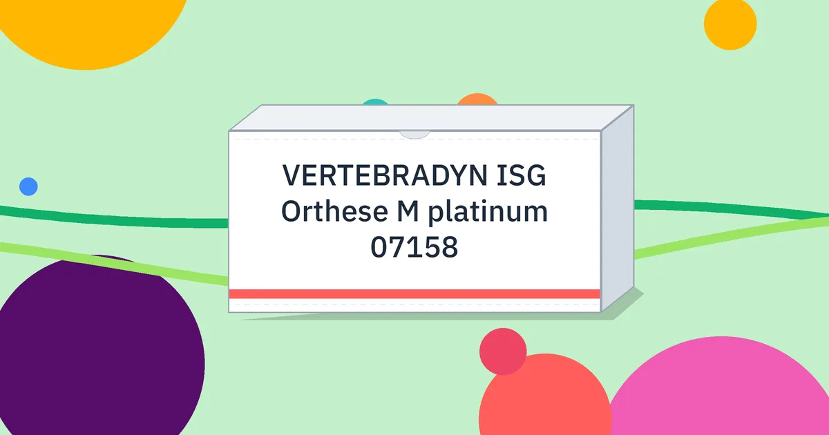 Symbolbild: Packung mit der Aufschrift VERTEBRADYN ISG Orthese M platinum 07158 (PZN 13704257) – Verfügbarkeit und Bezug in Apotheken in Frankfurt am Main