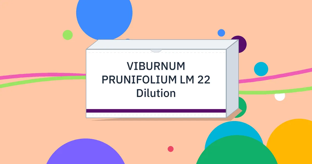 Symbolbild: Packung mit der Aufschrift VIBURNUM PRUNIFOLIUM LM 22 Dilution (PZN 13272013) – Verfügbarkeit und Bezug in Apotheken in Frankfurt am Main