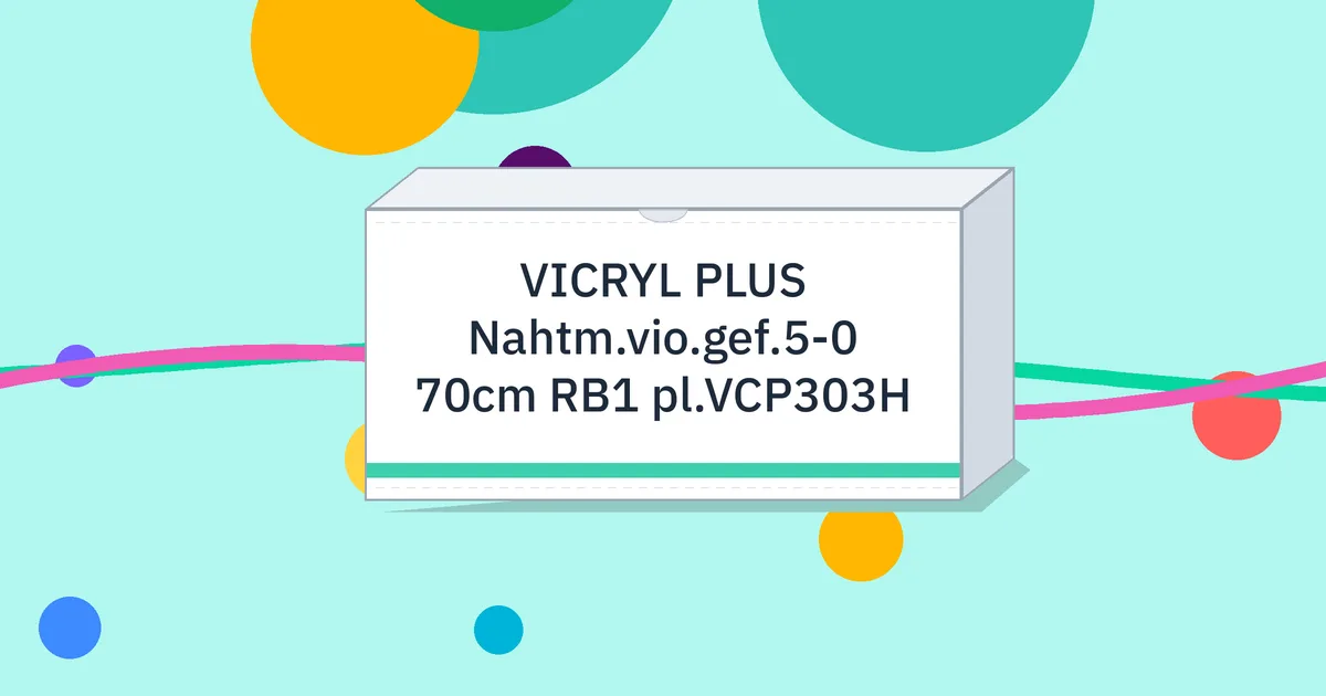 Symbolbild: Packung mit der Aufschrift VICRYL PLUS Nahtm.vio.gef.5-0 70cm RB1 pl.VCP303H (PZN 16256405) – Verfügbarkeit und Bezug in Apotheken in Frankfurt am Main