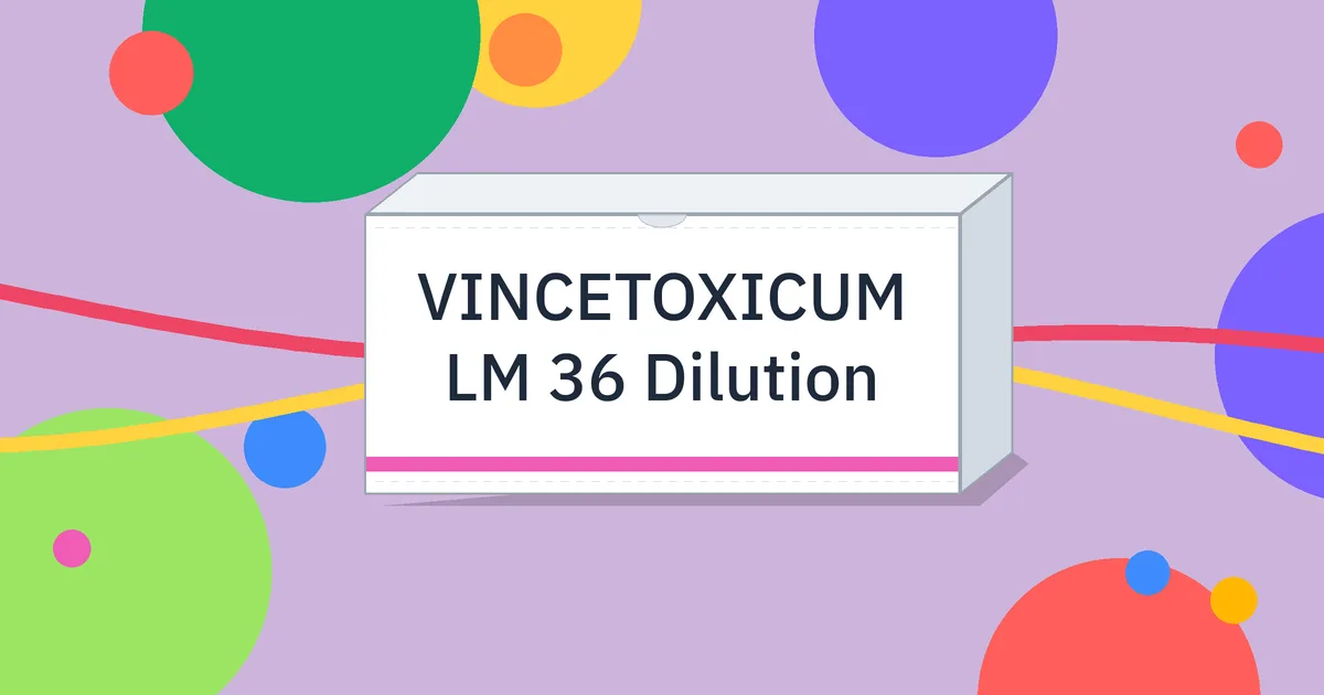 Symbolbild: Packung mit der Aufschrift VINCETOXICUM LM 36 Dilution (PZN 13274934) – Verfügbarkeit und Bezug in Apotheken in Frankfurt am Main