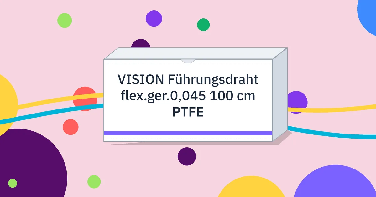Symbolbild: Packung mit der Aufschrift VISION Führungsdraht flex.ger.0,045 100 cm PTFE (PZN 18306260) – Verfügbarkeit und Bezug in Apotheken in Frankfurt am Main
