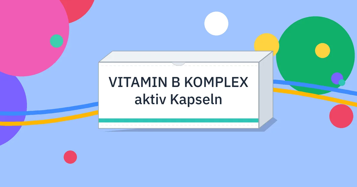 Symbolbild: Packung mit der Aufschrift VITAMIN B KOMPLEX aktiv Kapseln (PZN 09894594) – Verfügbarkeit und Bezug in Apotheken in Frankfurt am Main